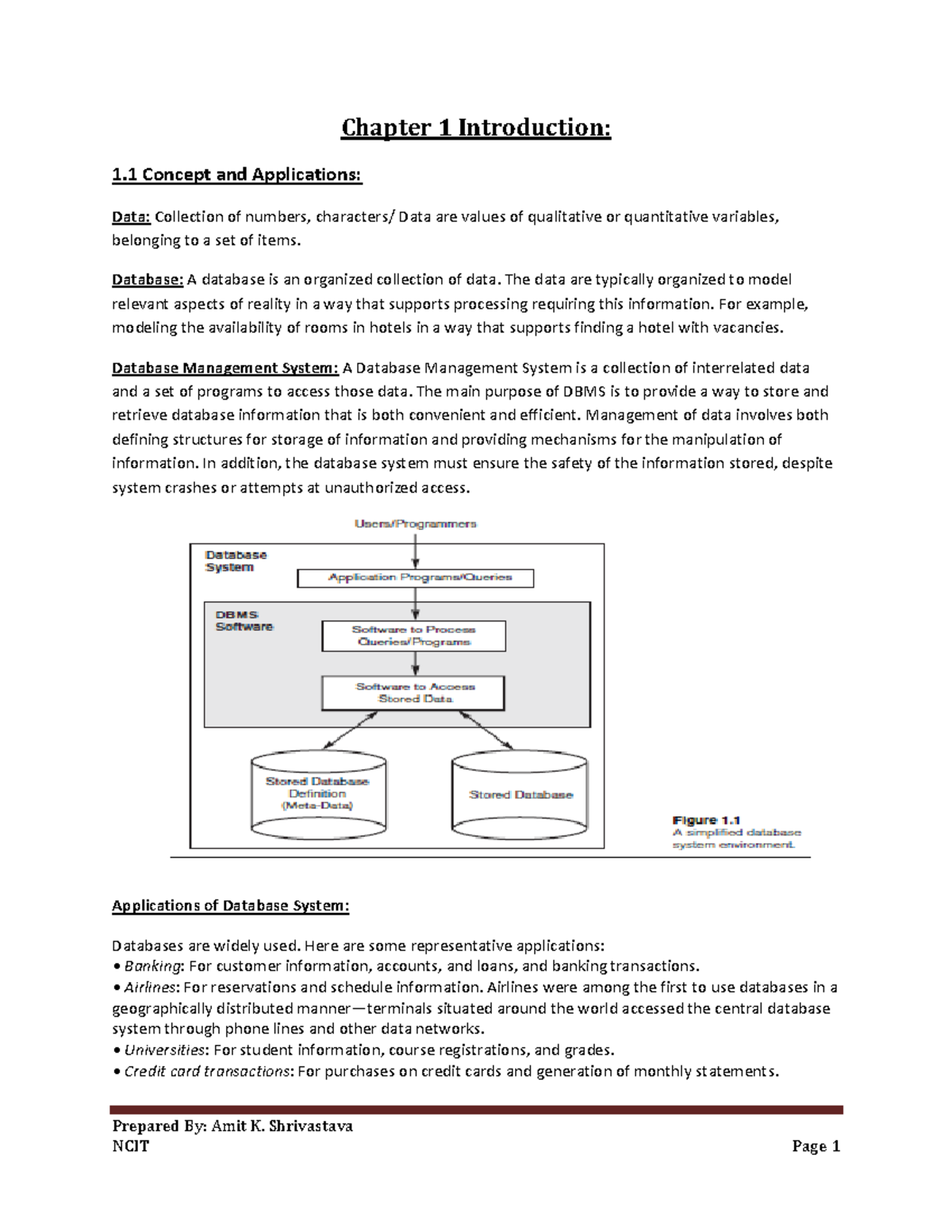 DBMS 101 - Chapter 1: Introduction to Database Management Systems - Studocu