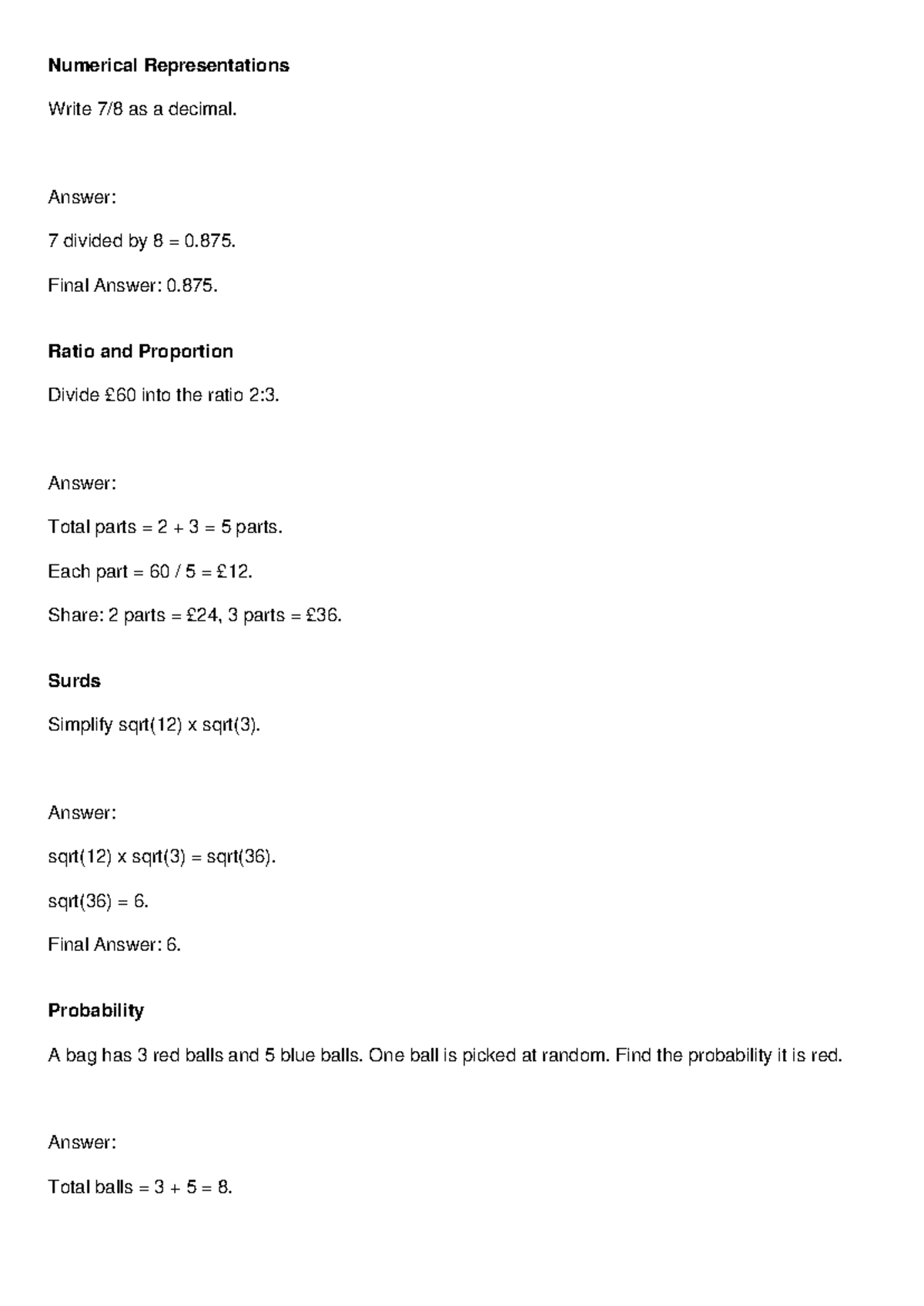 AQA Final Exam Model Answers: Numerical Representations & More - Studocu