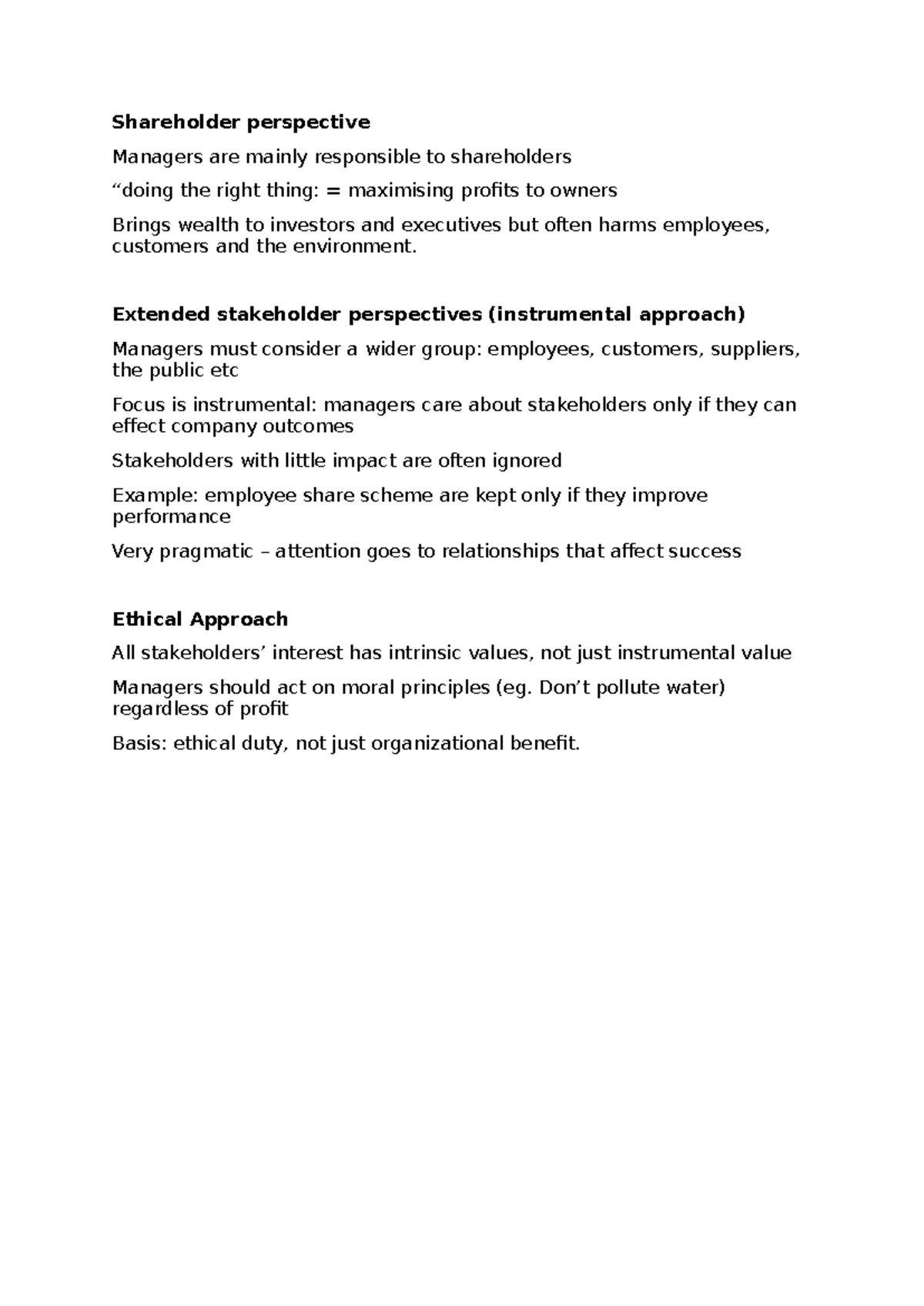 A3 Perspective: Balancing Shareholder and Stakeholder Interests - Studocu