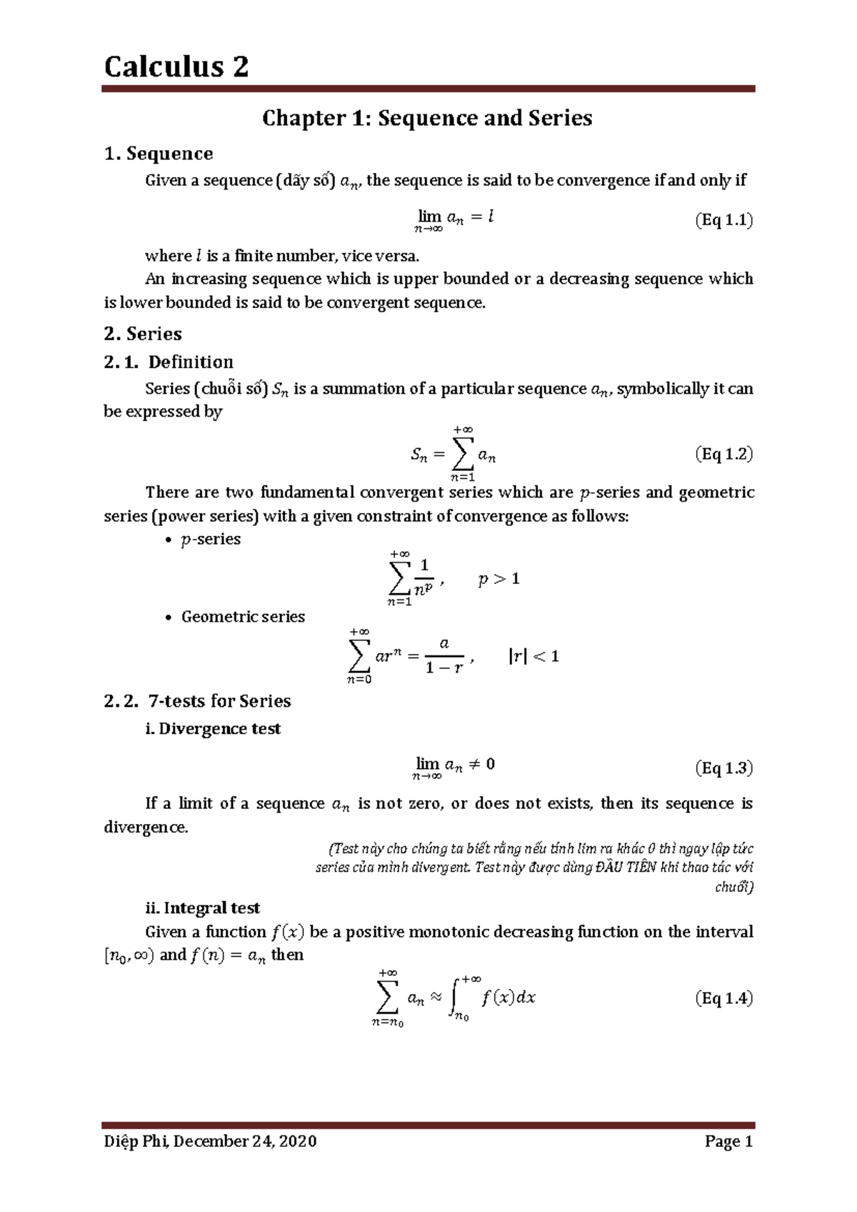 Calculus 2 - Chapter Notes on Sequences, Series, and Geometry - Studocu