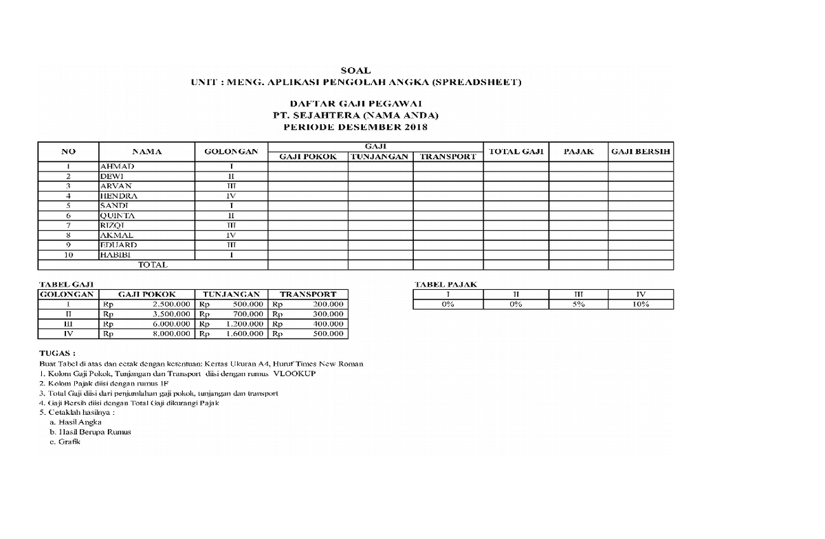 Latihan Soal Excel untuk Ujian Kelas 12 (UKK) - Studocu