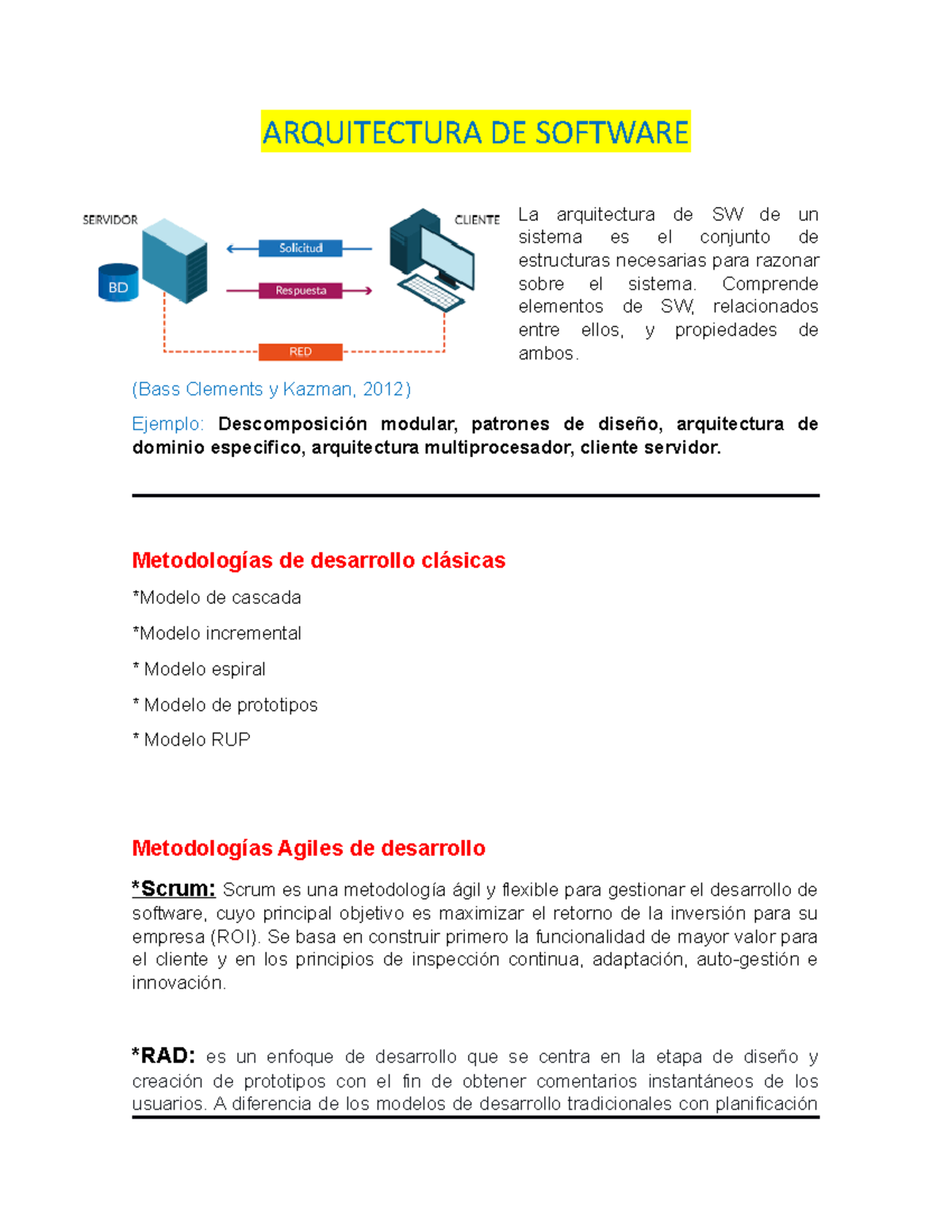 Clase 3 Arquitectura de SW - ARQUITECTURA DE SOFTWARE La arquitectura ...
