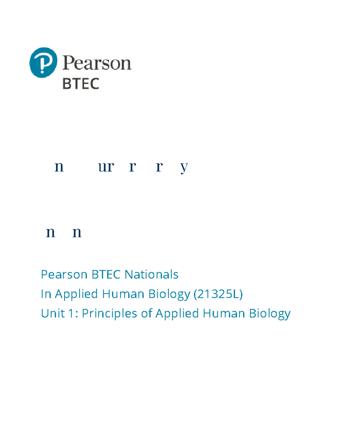BTEC Mark Scheme 2101 for Unit 1: Principles of Applied Human Biology ...