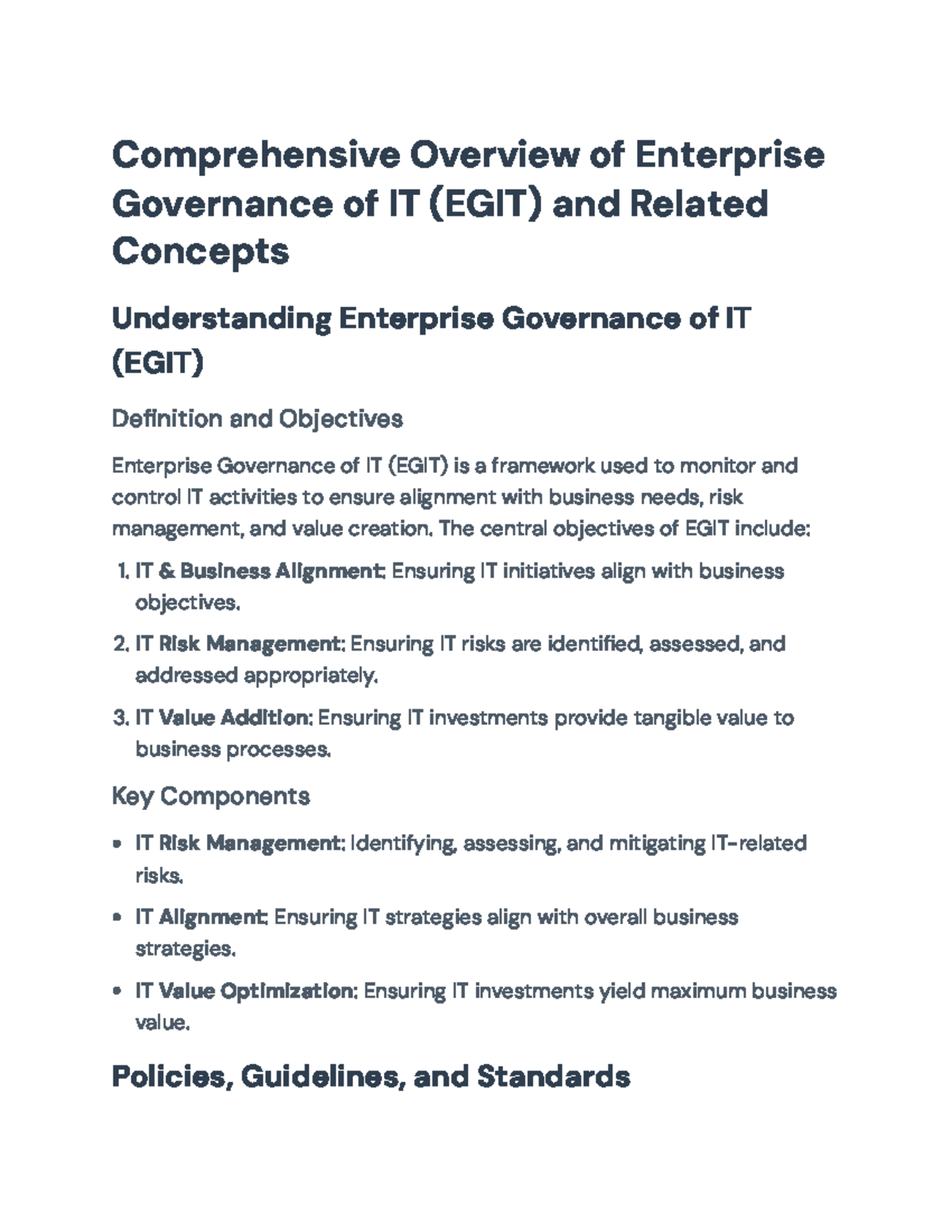 Overview of Enterprise Governance of IT (EGIT): Framework & Strategies ...