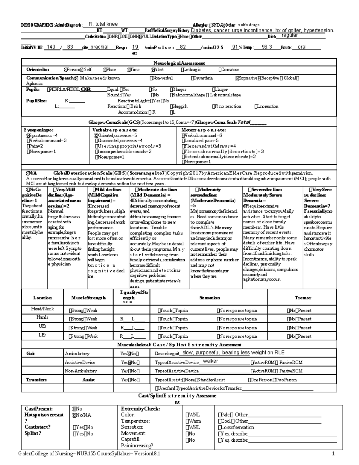 NUR155 Clinical Packet #1: Patient Assessment Guide and Notes - Studocu
