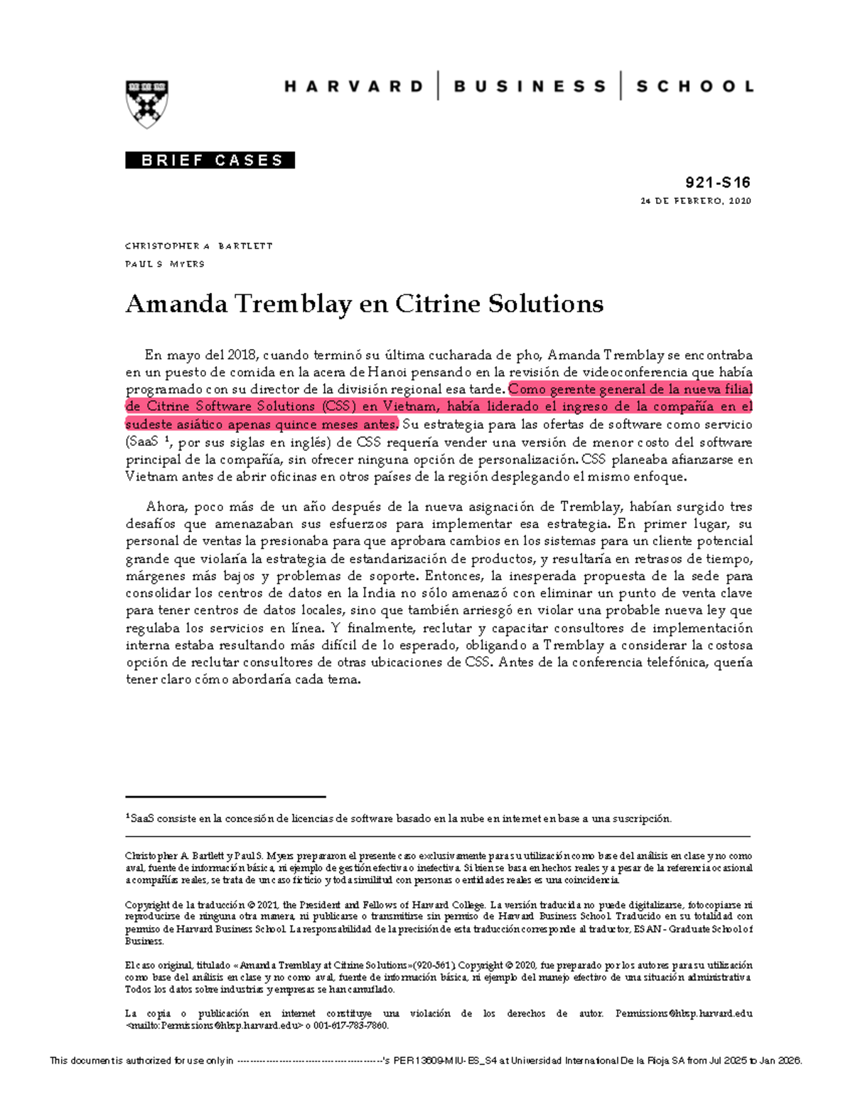 Caso de Estudio: Amanda Tremblay en Citrine Solutions (BRIEF CASES ...