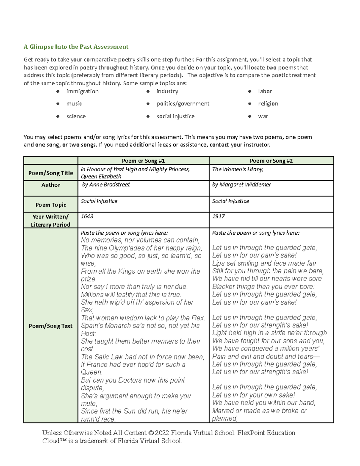 5.03 Assessment: Comparative Poetry Analysis on Social Injustice - Studocu
