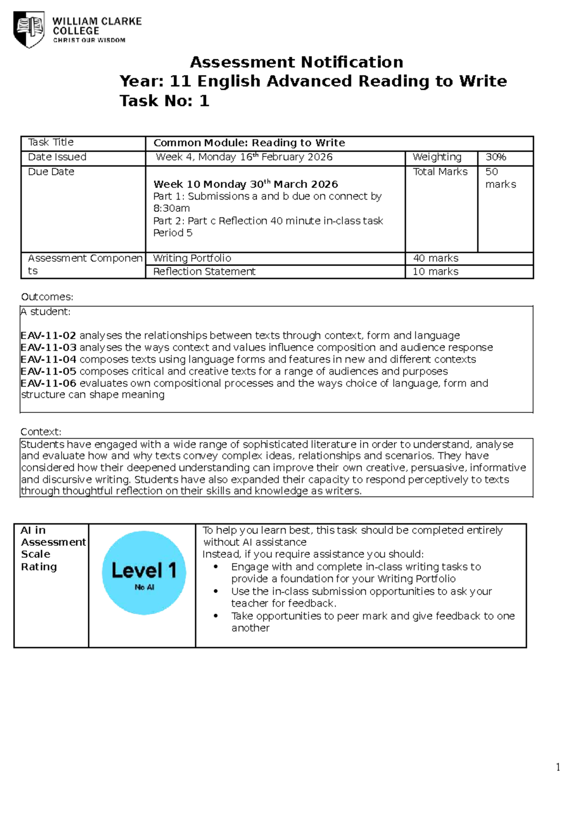 2026 11 ADV R2W T1 Writing Portfolio & Reflection Guidelines - Studocu
