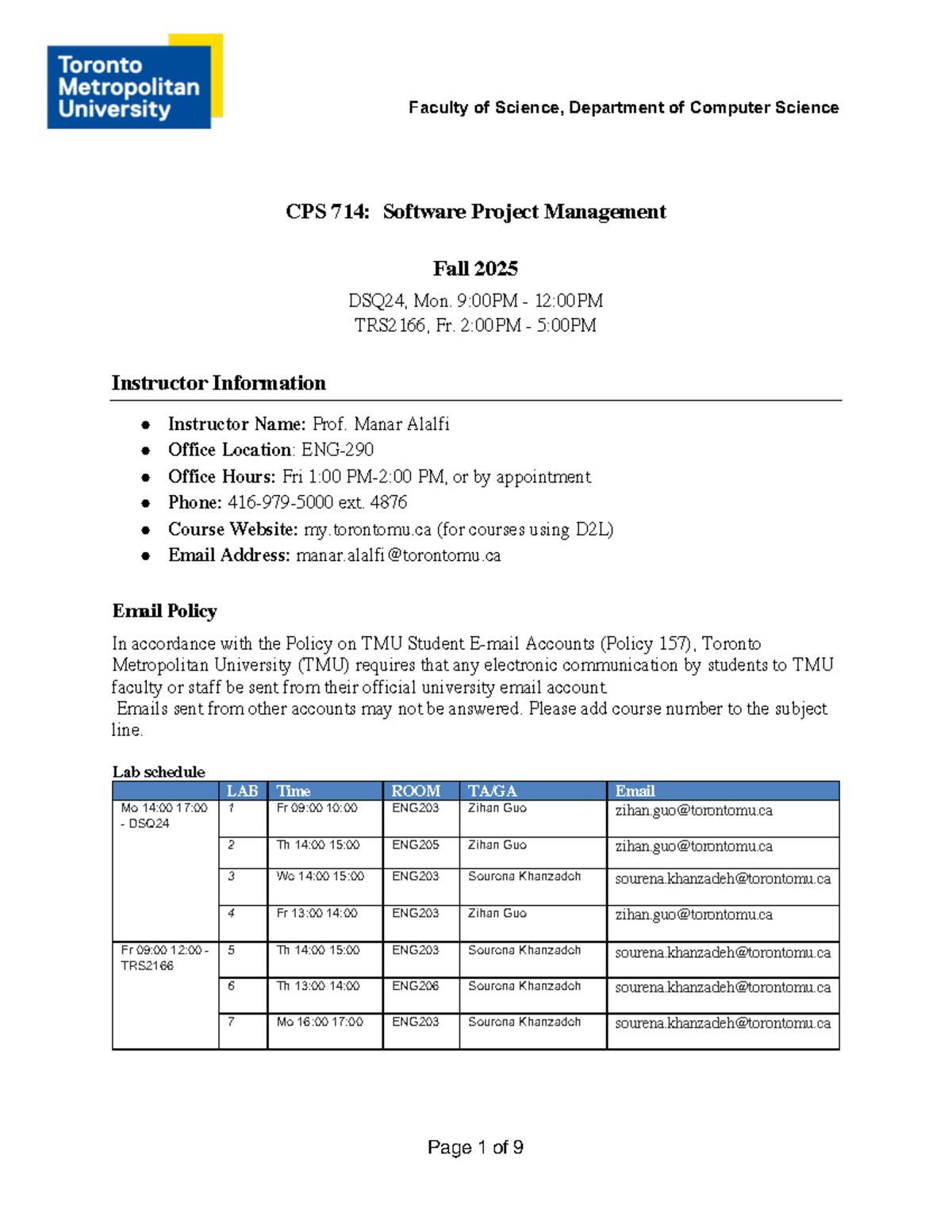 CPS 714: Software Project Management Overview - Fall 2025 - Studocu