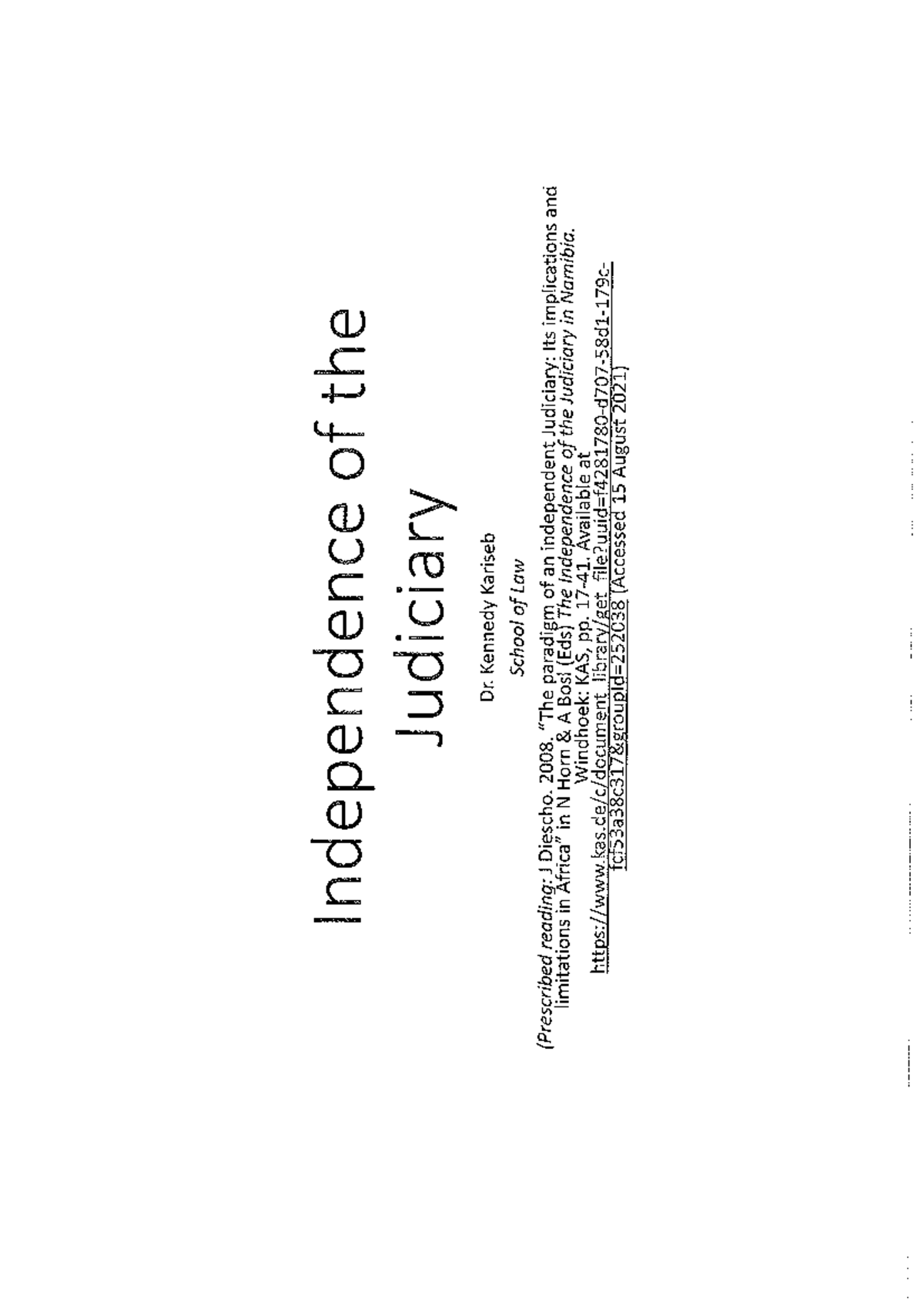 Lecture Slide Independence of the Judiciary in Namibia - Independence ...