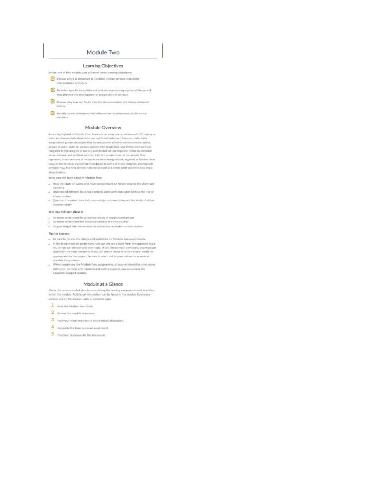 Module 2 Learning Objectives: Understanding Diverse Historical ...