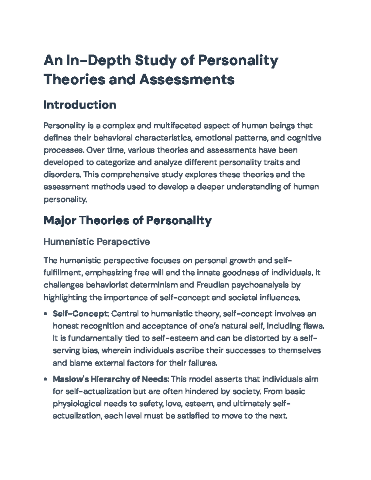 Personality Theories and Assessments: A Comprehensive Study Insights ...