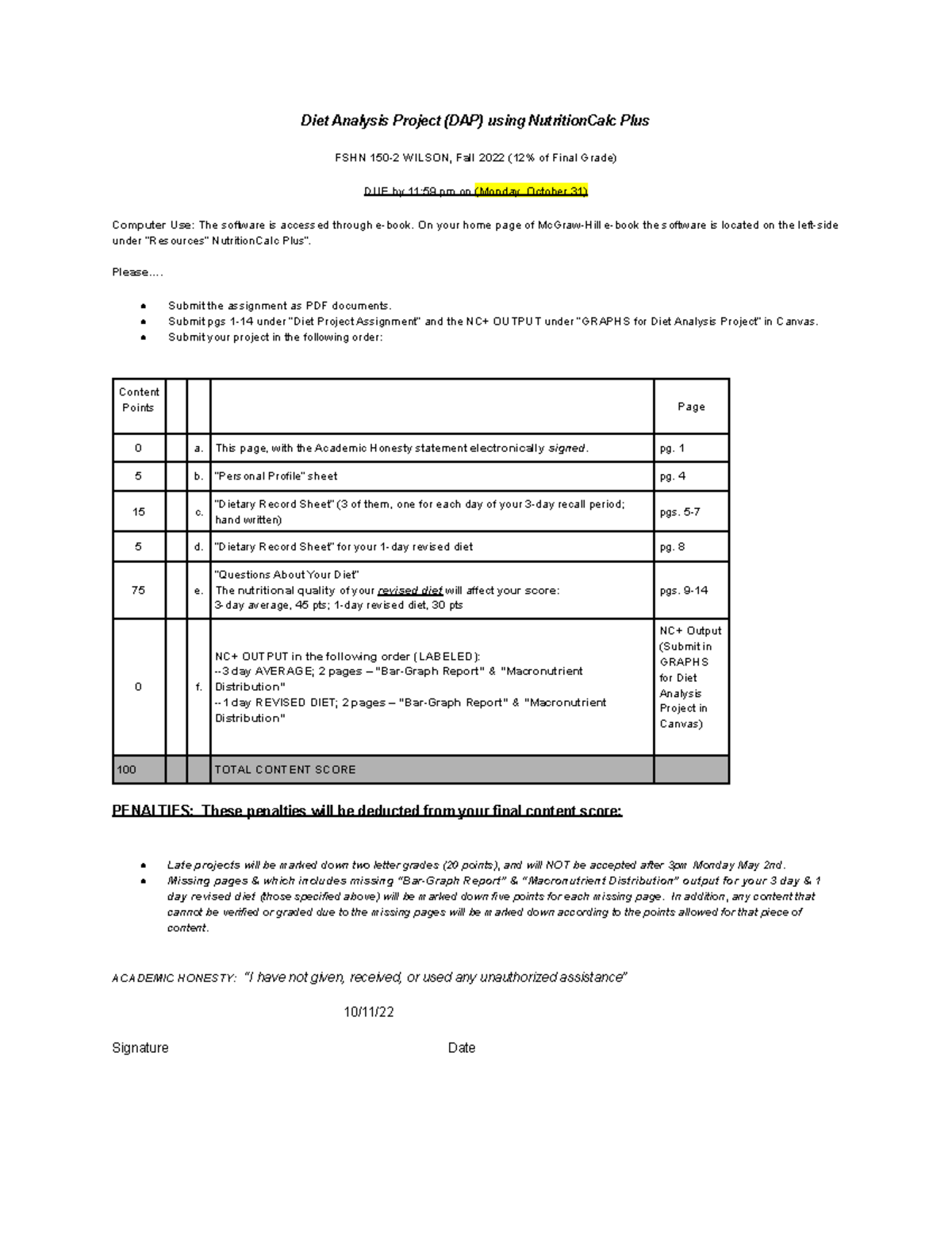 Dietary analysis project - Diet Analysis Project (DAP) using ...