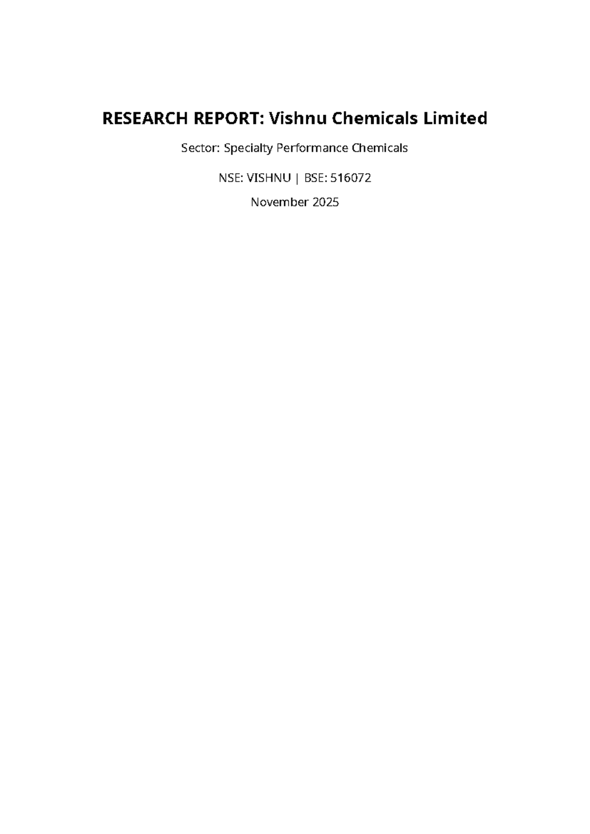 RESEARCH REPORT: Vishnu Chemicals Ltd. (NSE: VISHNU) Q2 FY26 Analysis ...