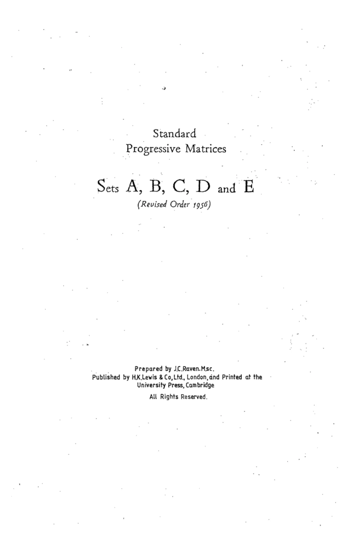 Standard Progressive Matrices Test Booklet pdf - Standard Progressive ...
