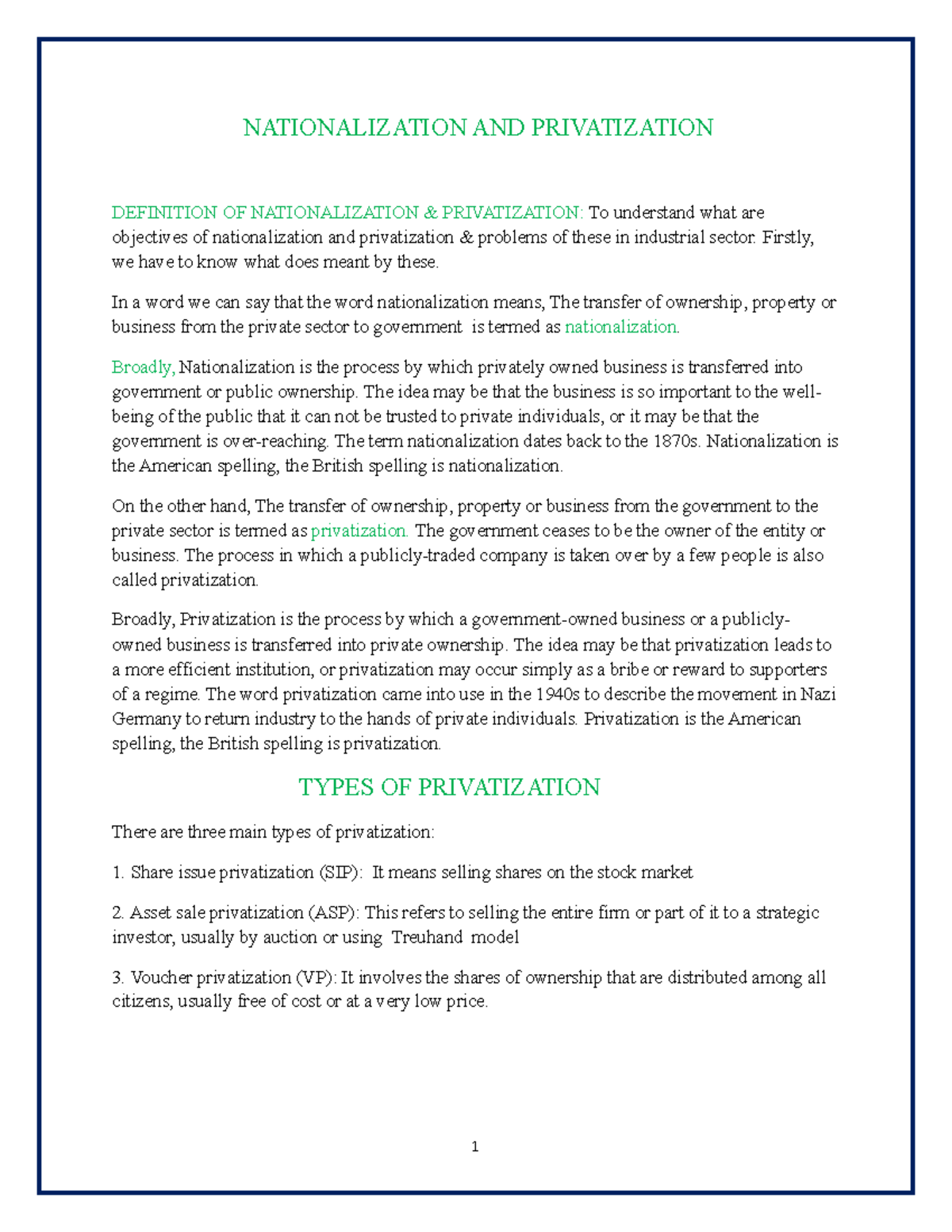 Nationalization vs. Privatization: Objectives & Impacts in Industry ...