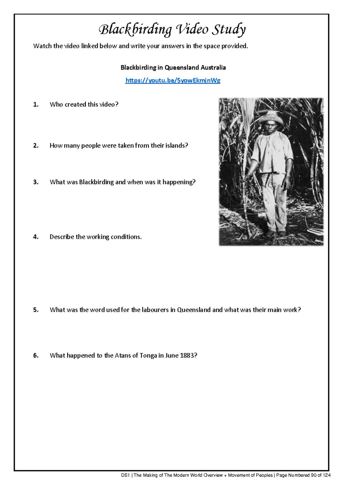 Blackbirding Video Study: Insights on Australian Slave Trade (DS1 ...