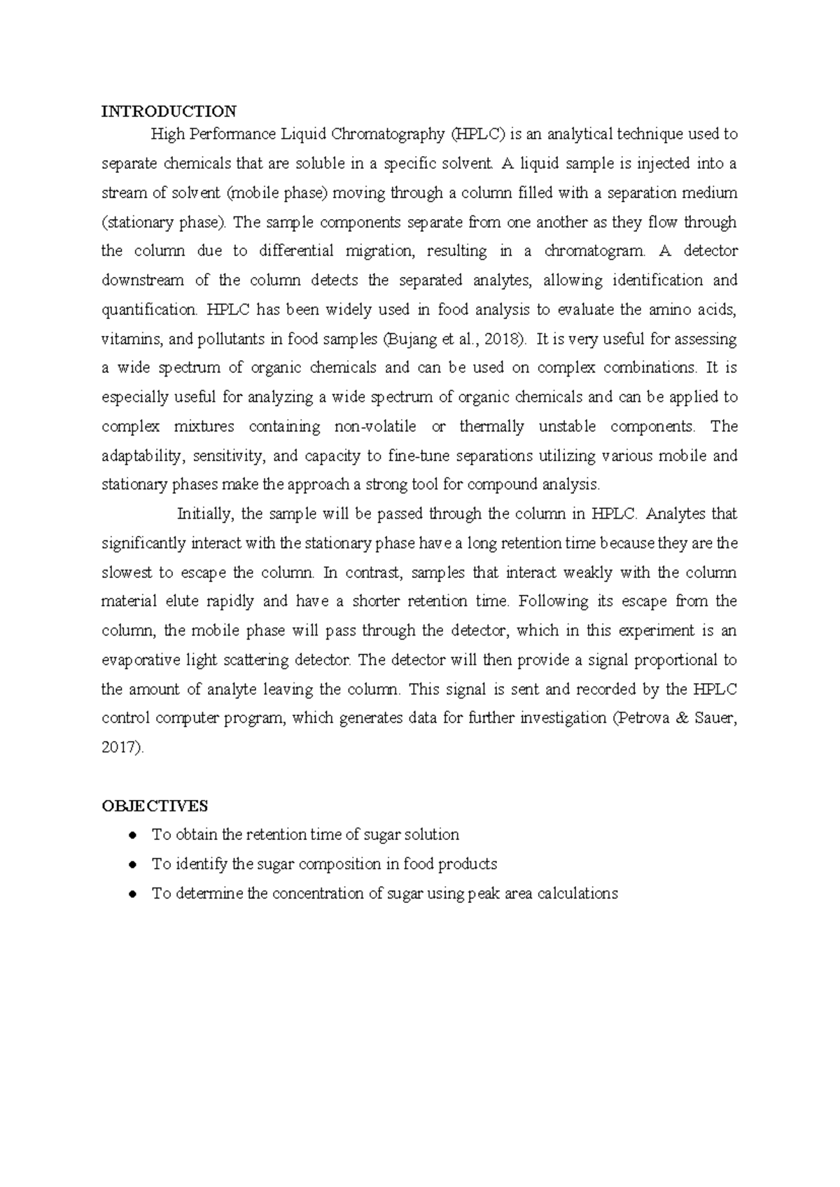 FST606 HPLC - Laboratory Report on Sugar Analysis using HPLC Techniques ...