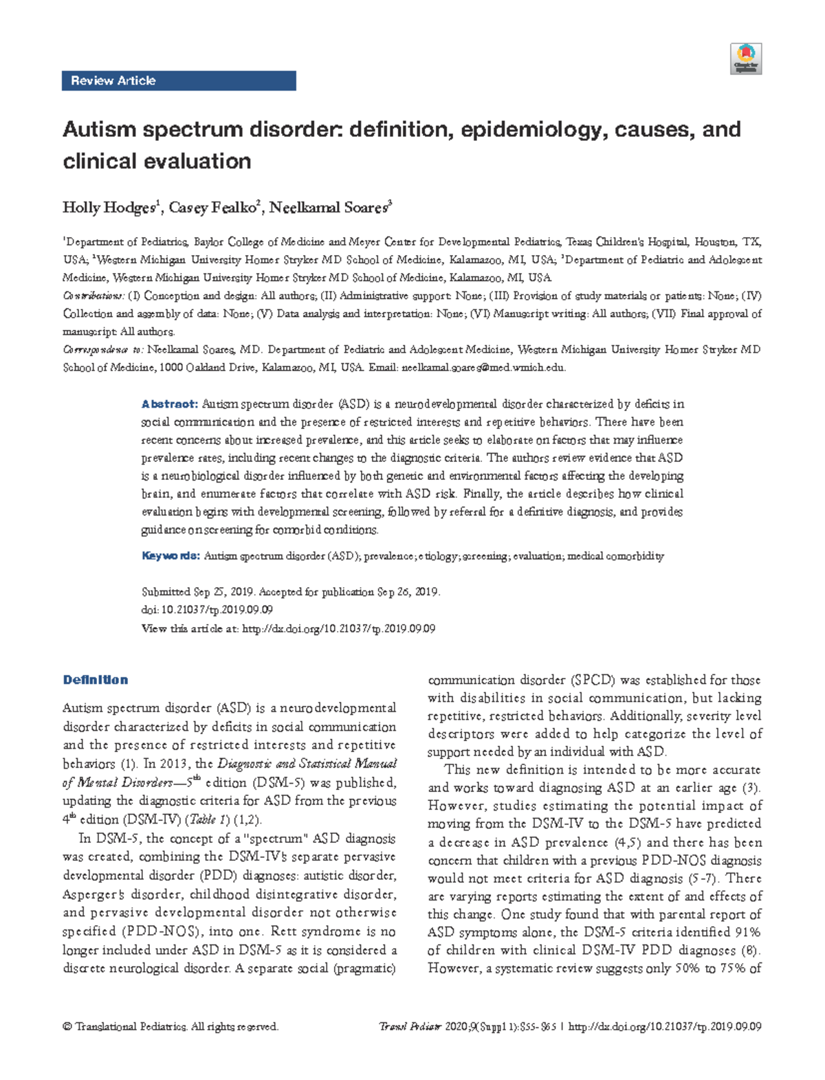 Autism Spectrum Disorder - Definition Autism spectrum disorder (ASD) is ...
