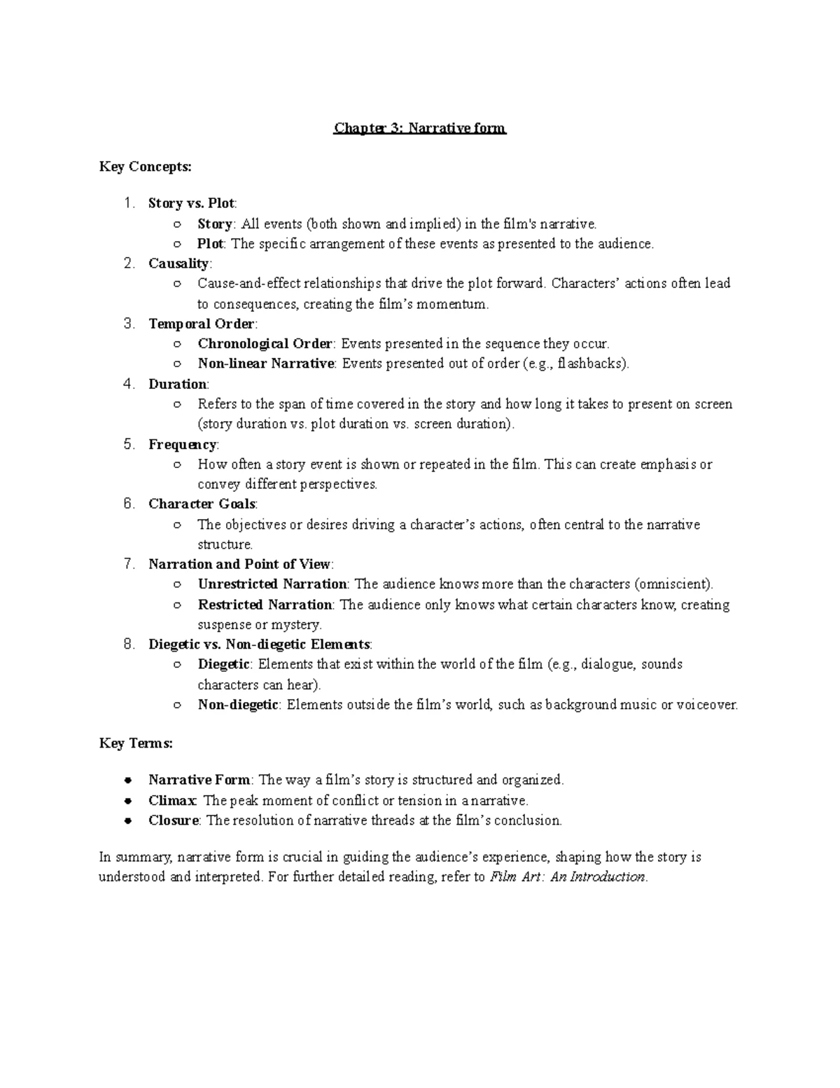 Chapter 3: Understanding Narrative as a Formal System in Film - Studocu