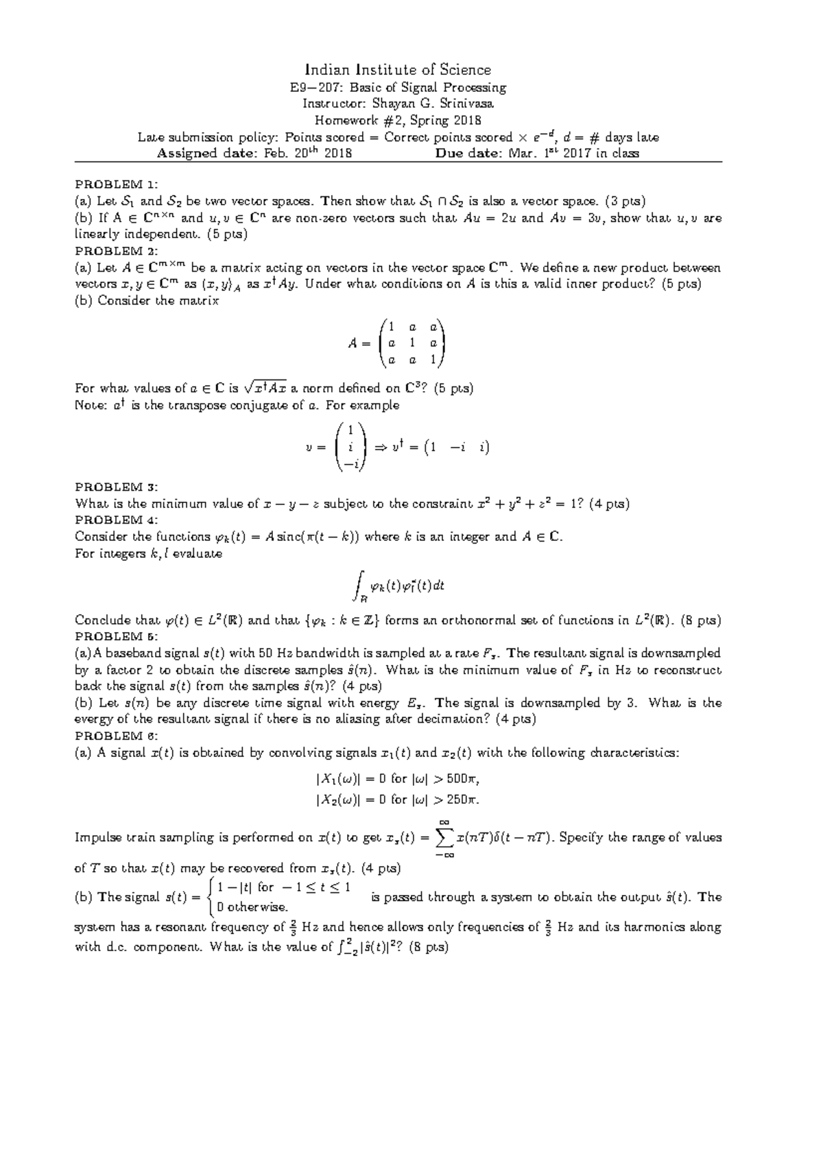BSP 2018 HW2 - Basics of Signal Processing Assignments - Studocu
