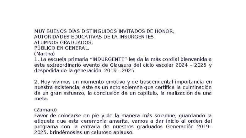 Ceremonia de Clausura Generación 2019-2025 - Escuela Primaria - Studocu