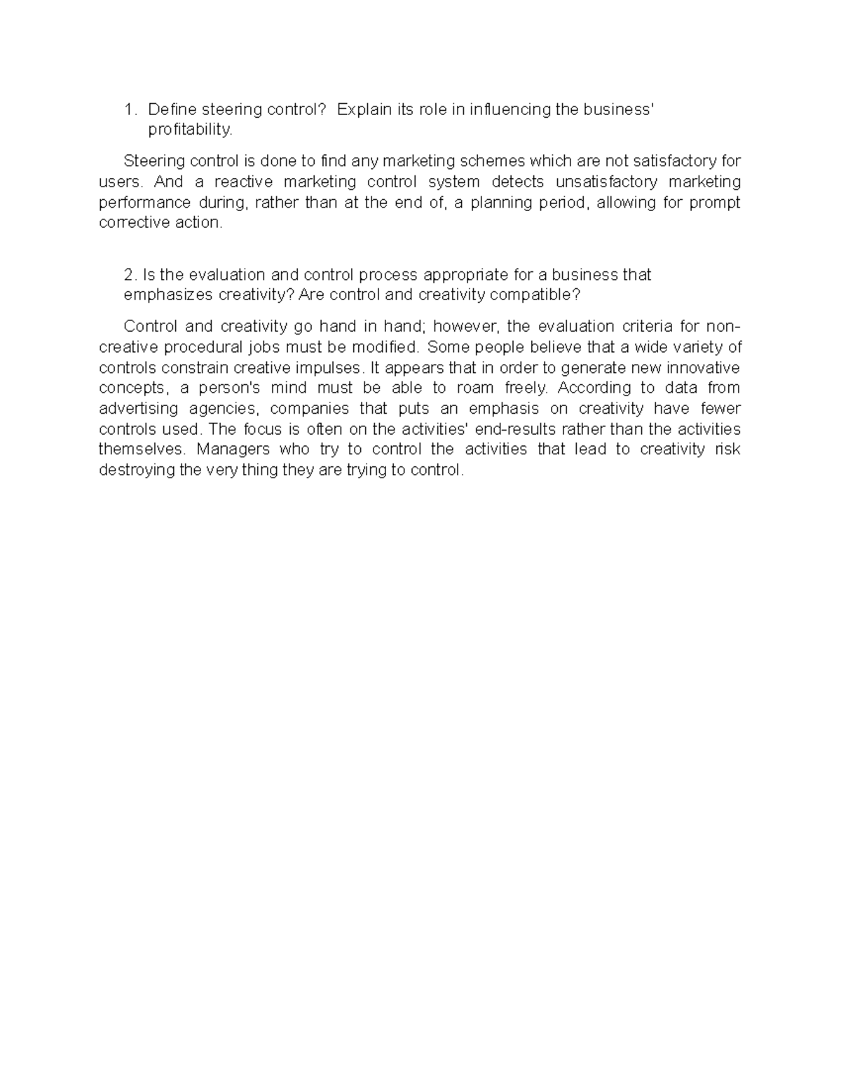 Steering Control and Creativity: Exploring Their Impact on ...