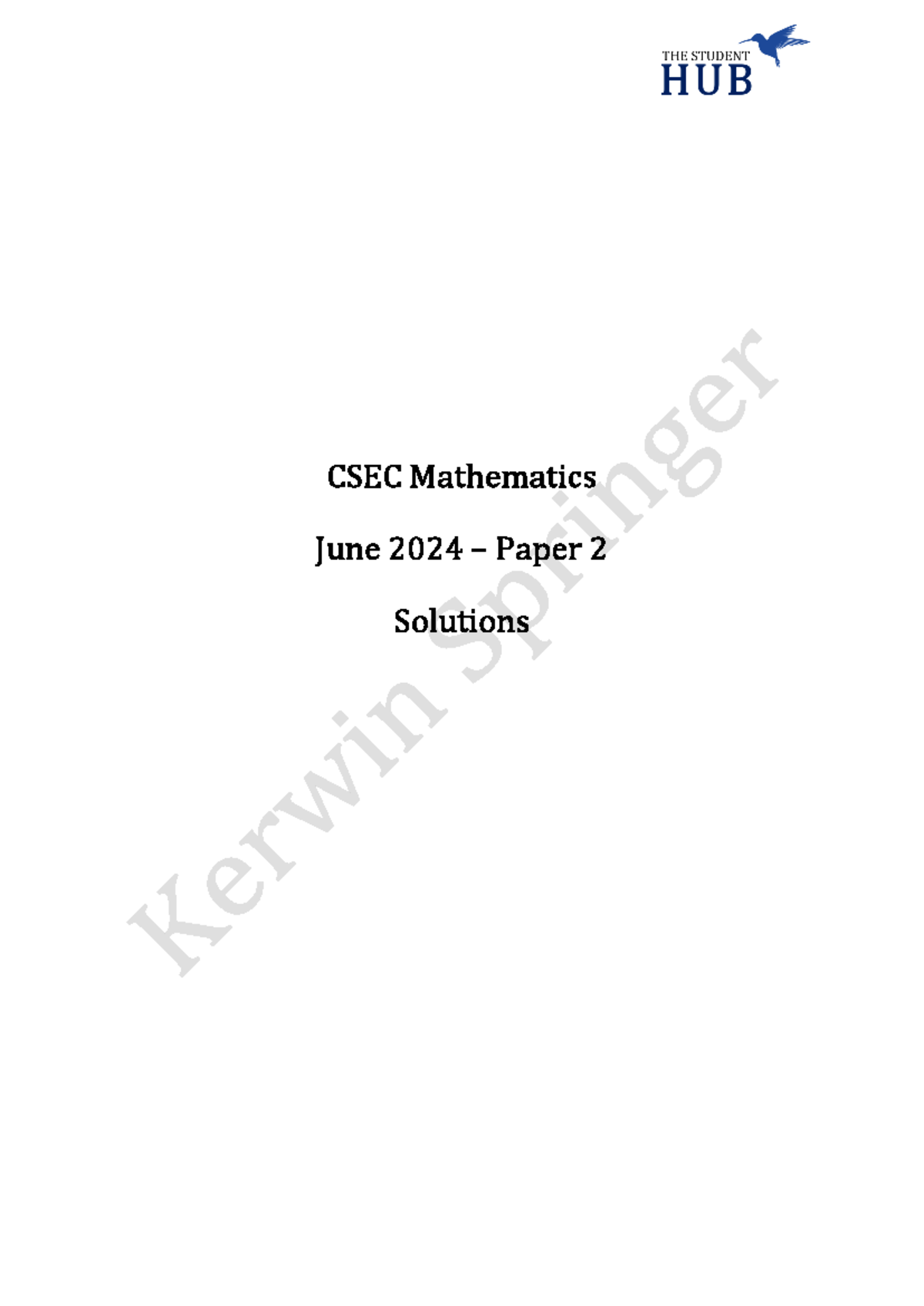CSEC Mathematics Past Paper Solutions - June 2024 - Paper 2 - Studocu