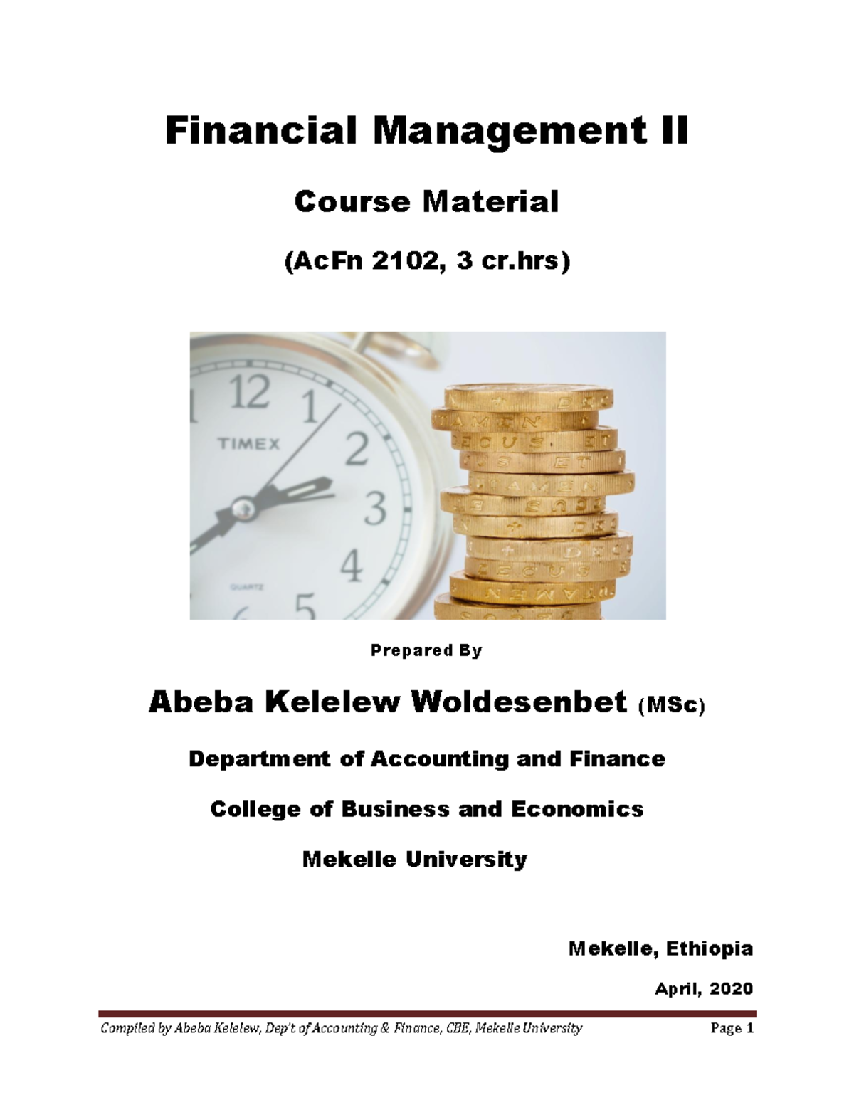 Financial Management II: Comprehensive Study Material (AcFn 2102) - Studocu