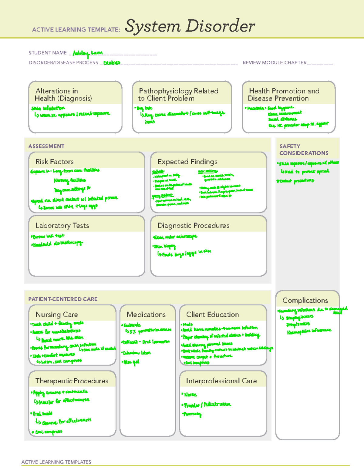 System+Disorder scabies - ACTIVE LEARNING TEMPLATES System Disorder ...