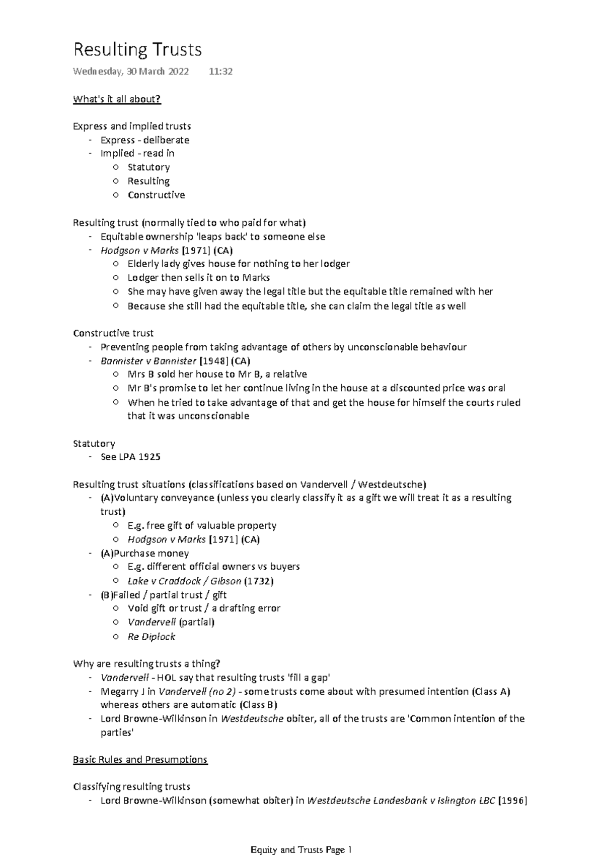 Resulting Trusts - Equity and Trusts - What's it all about? Express and ...