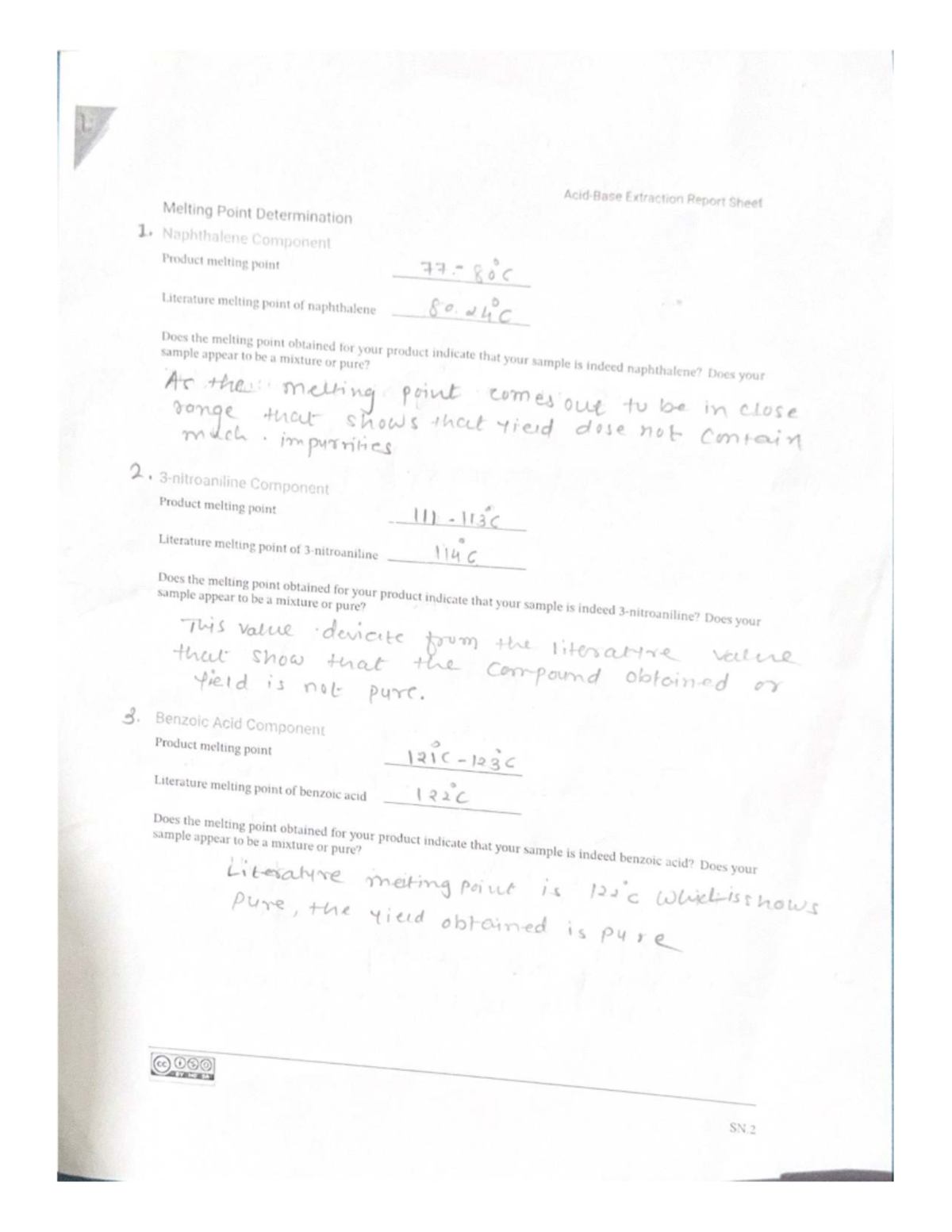 Acid-Base Extraction Report Sheet - Extraction Report Sheet Melting ...