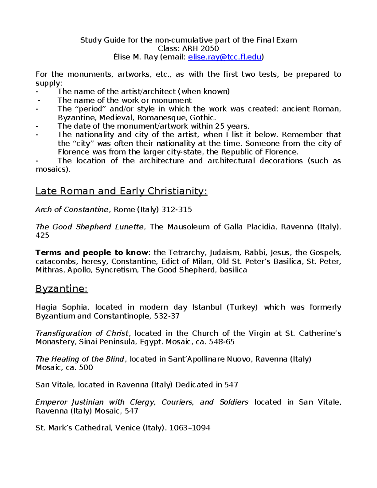 Study Guide for ARH 2050 Final Exam: Art Periods & Key Terms - Studocu