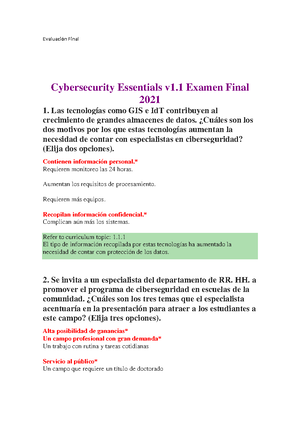 Ciberseguridad RESPUESTAS DE CURSO - Un especialista en ciberseguridad ...