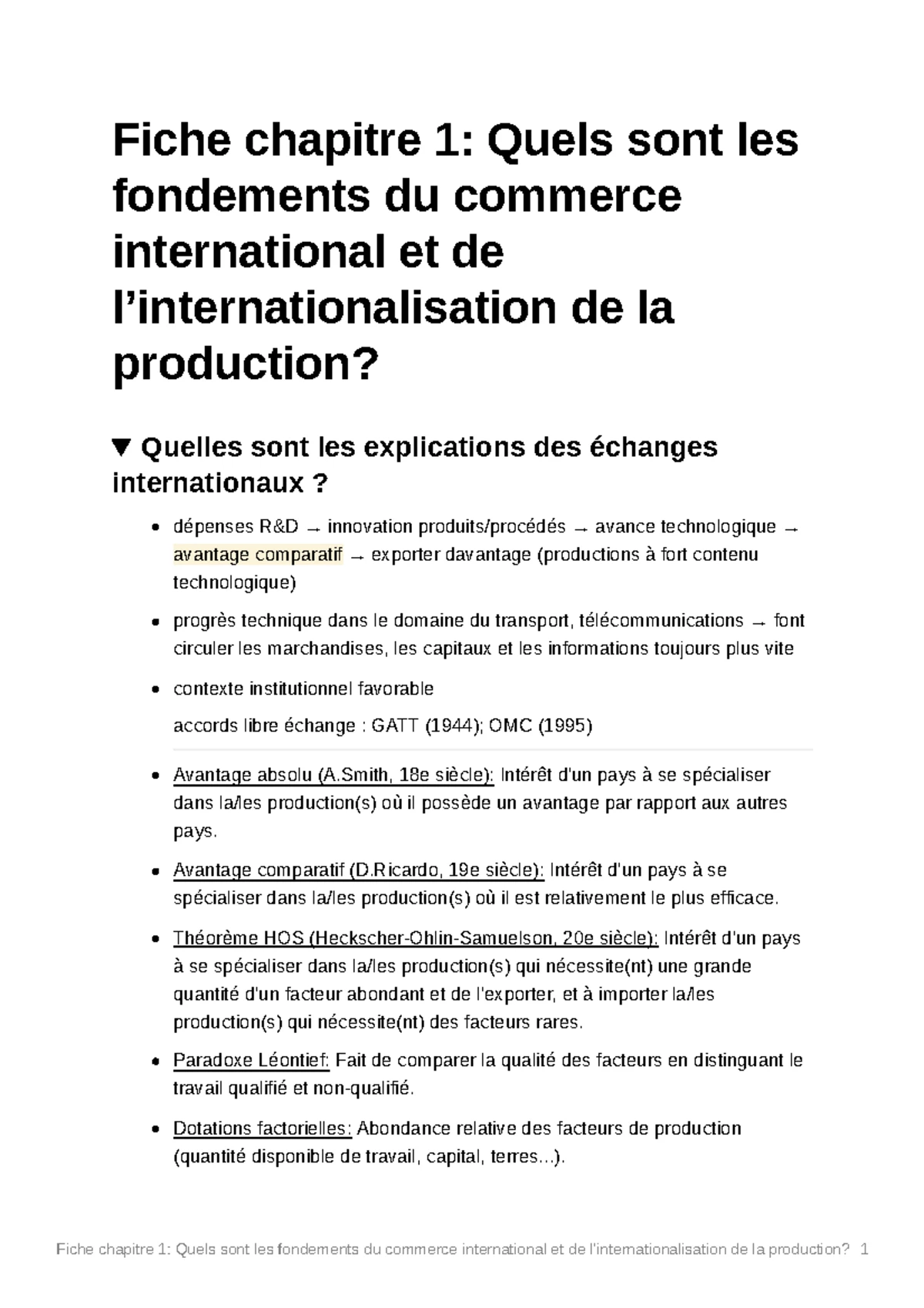Ch1 : Sources et Défis de la Croissance Économique en SES Terminale - Studocu