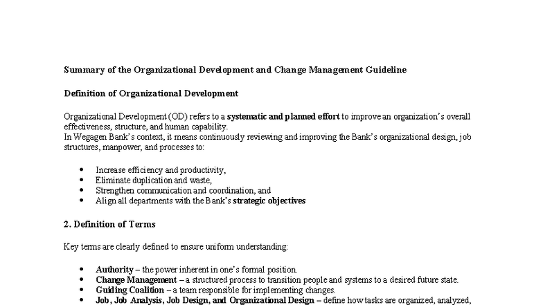 Organizational Development & Change Management Guidelines (ODCM 101 ...