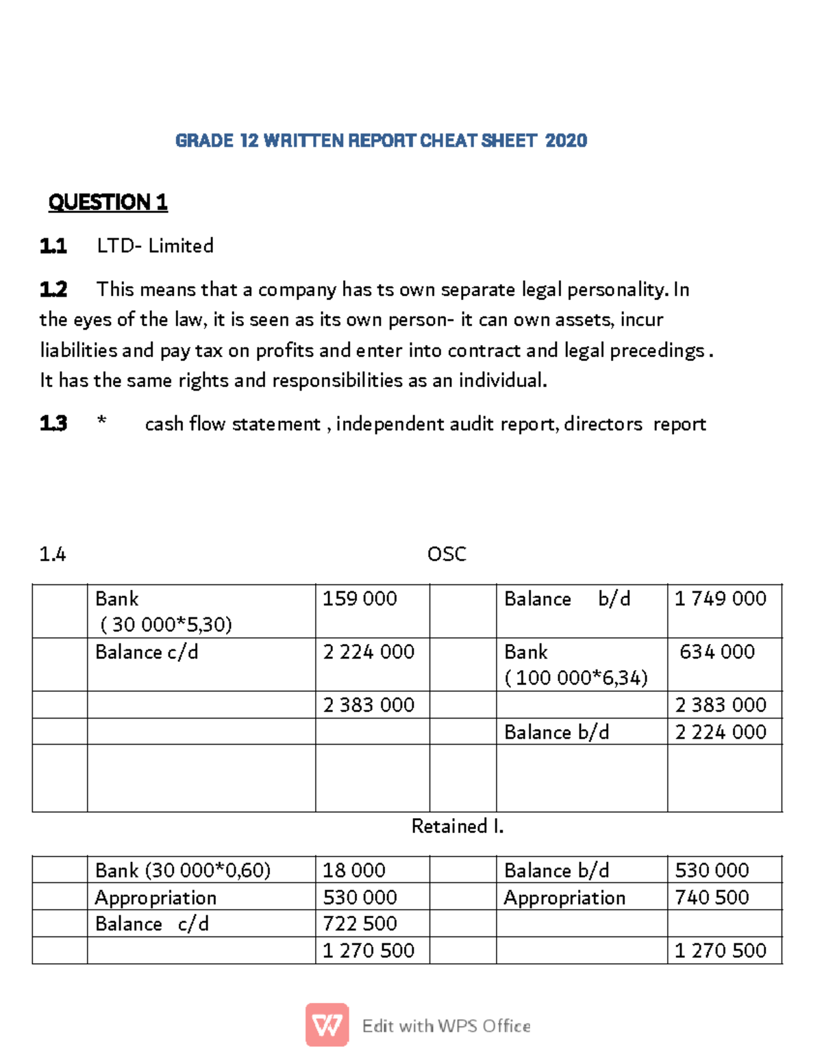 Grade 12 Written Report Cheat Sheet - Key Concepts & Calculations - Studocu