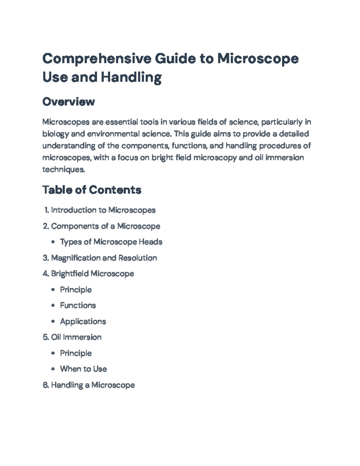 Microscope Use and Handling Guide for Biology and Environmental Science ...