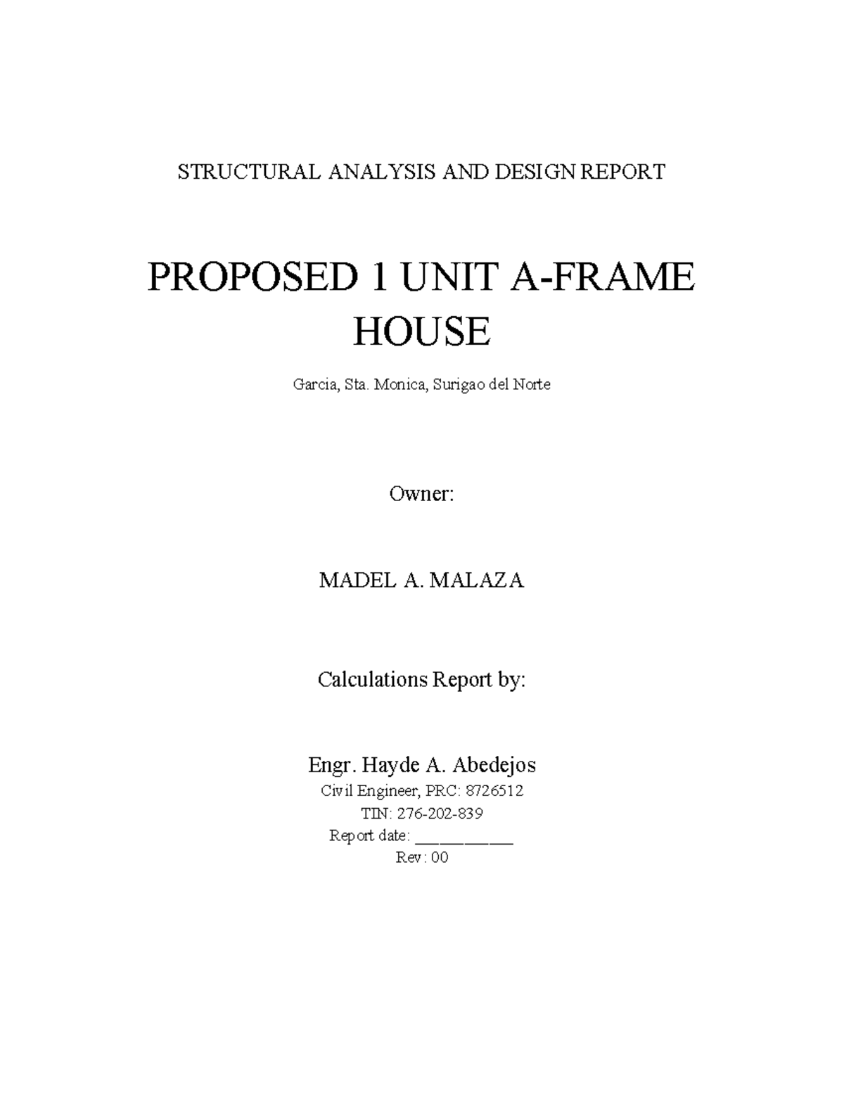Structural Analysis and Design Report for Proposed House (DSTL1) - Studocu