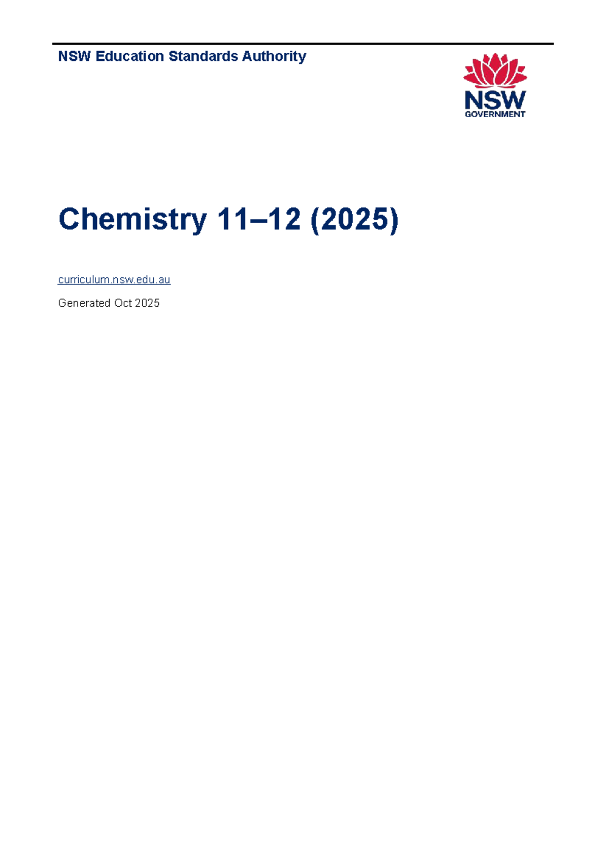 NESA Chemistry Syllabus 2025 for Year 11 & 12 (Stage 6) - Studocu