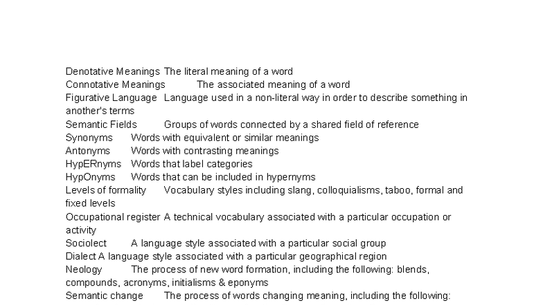 LNG 101: Vocabulary and Figurative Language Concepts - Studocu