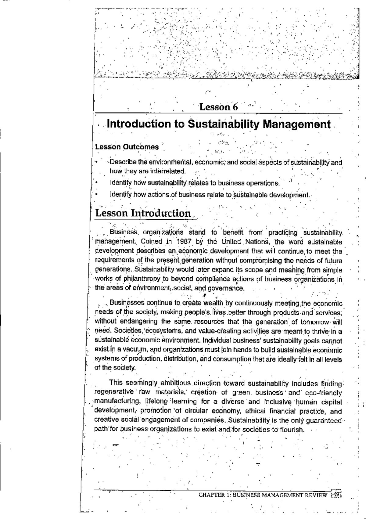 Chapter 1: Lesson 6 - Introduction to Sustainability Management - Studocu