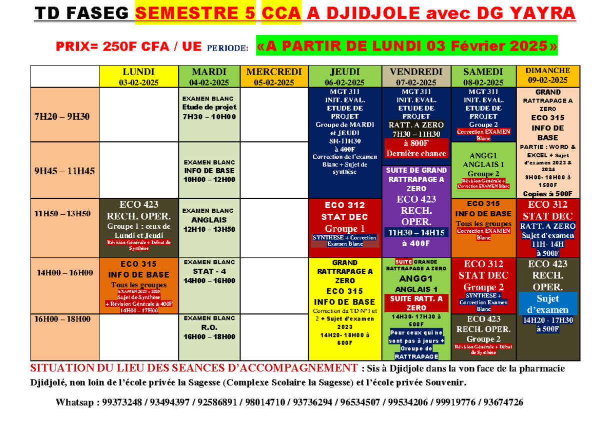3ième Annee Faseg TD GGE Djidjole CHEZ LE DG Yayra 2024-2025 version 03 ...