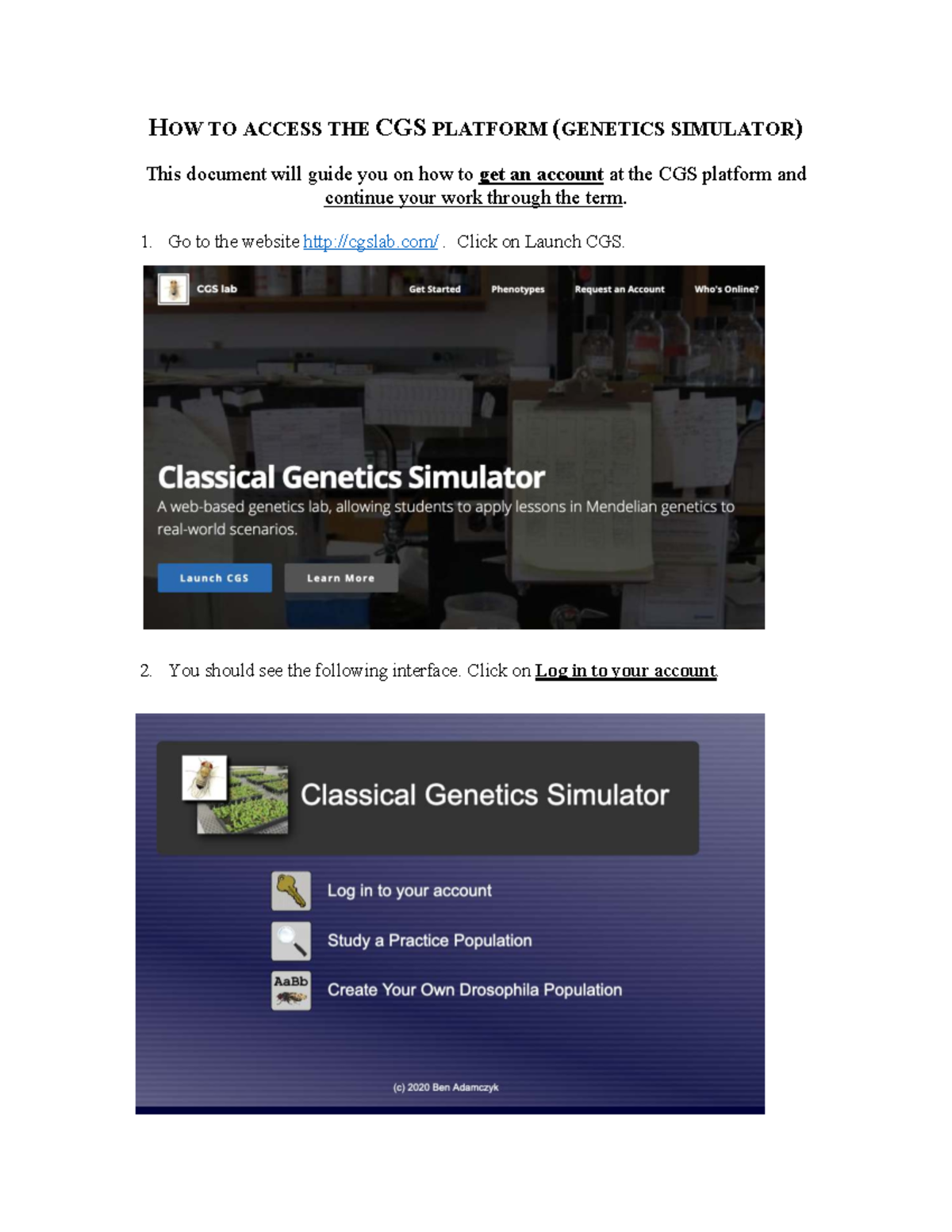 How to Access the CGS Simulator (Genetics) - Fall 2025 - Studocu