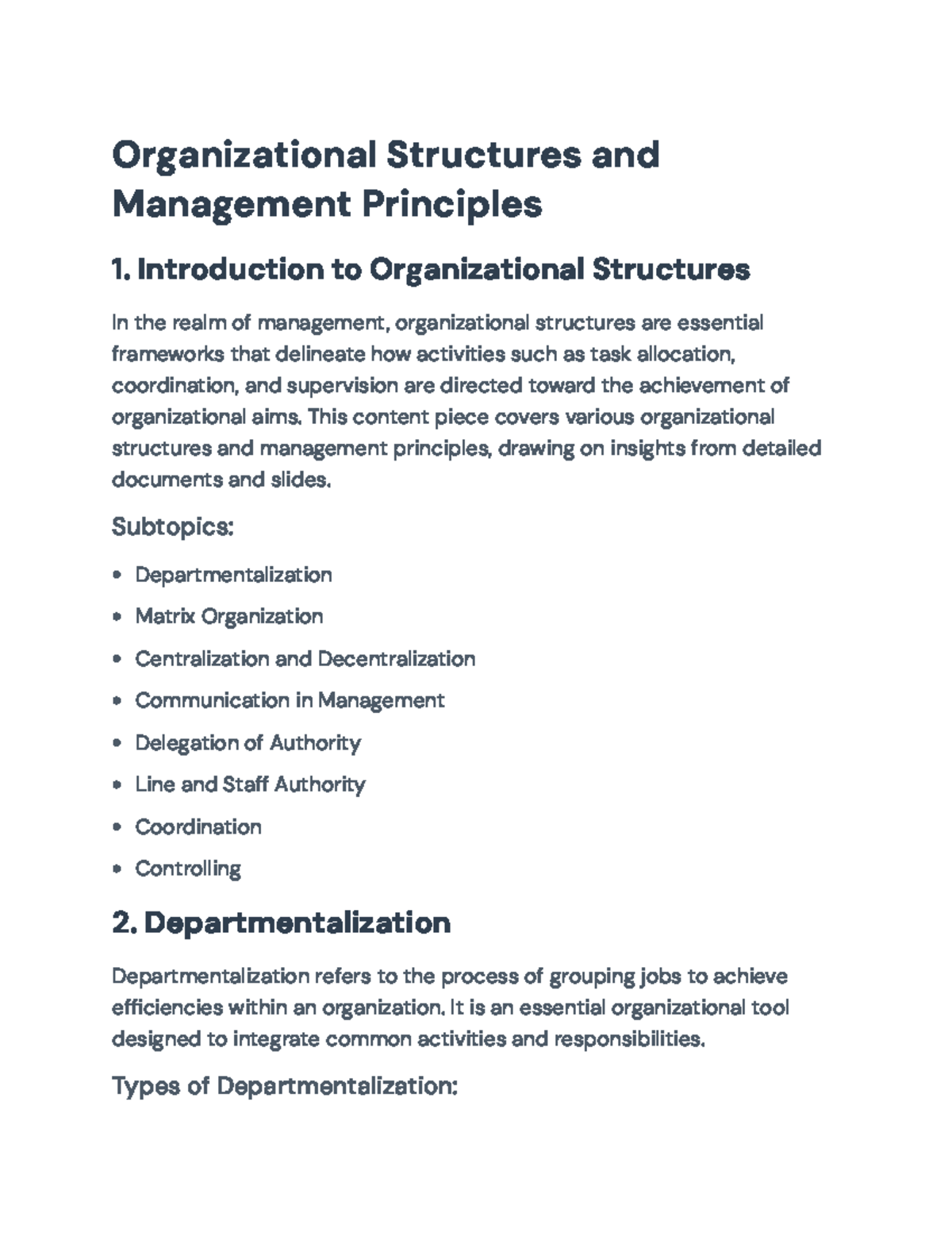 Understanding Organizational Structures and Management Principles - BA ...