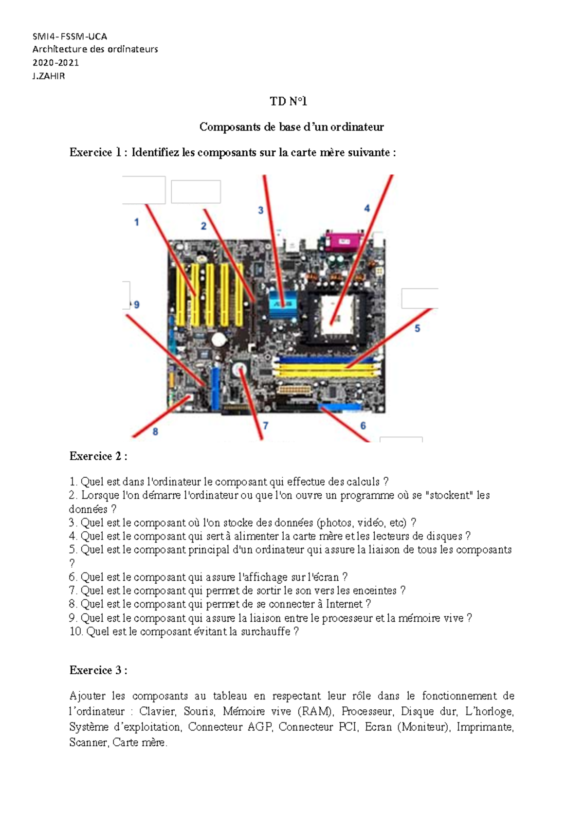 TD1 - Composants de l'Ordinateur et leur Rôle - SMI4-FSSM-UCA - Studocu