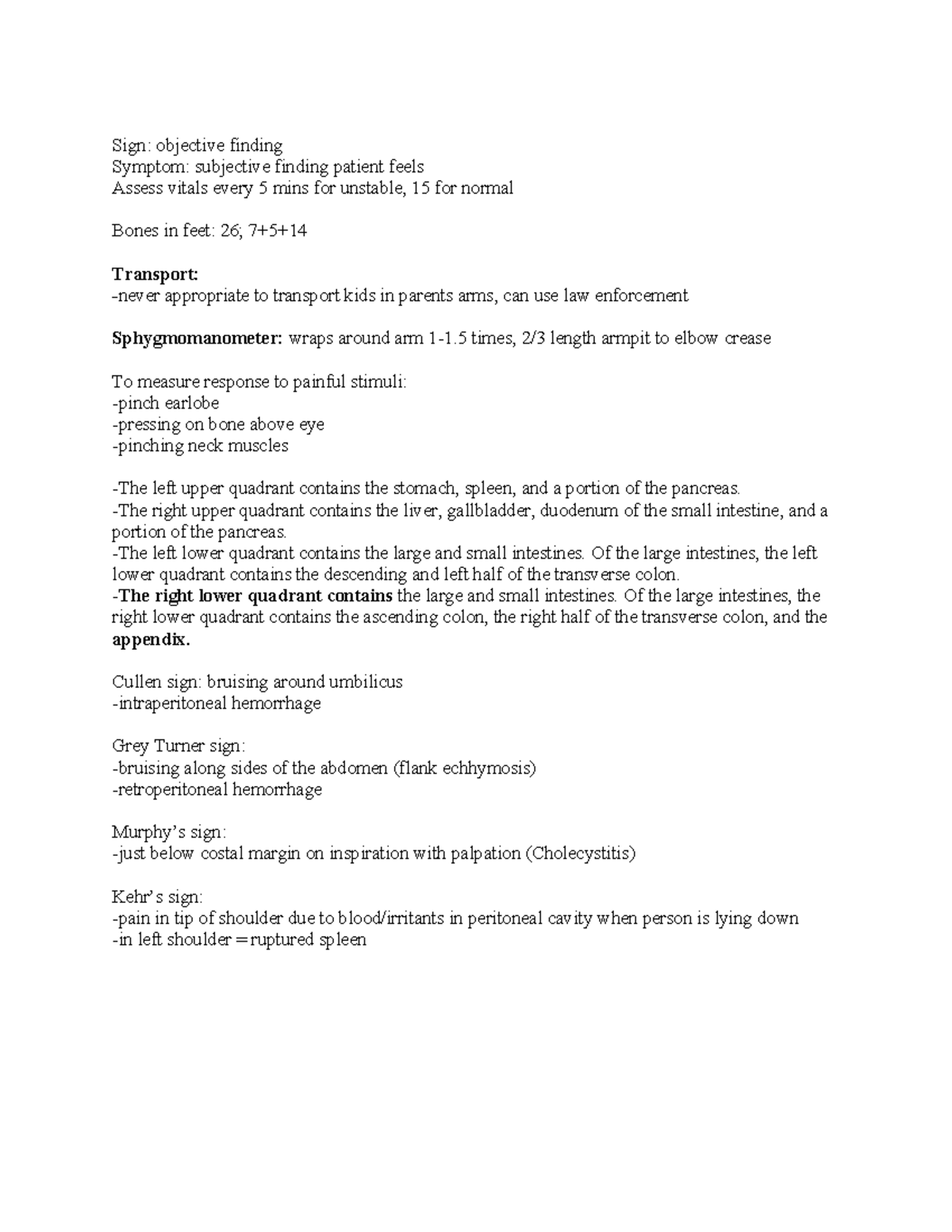Medical Ob Gyn NREMT Study Notes: Assessments & Key Findings - Studocu
