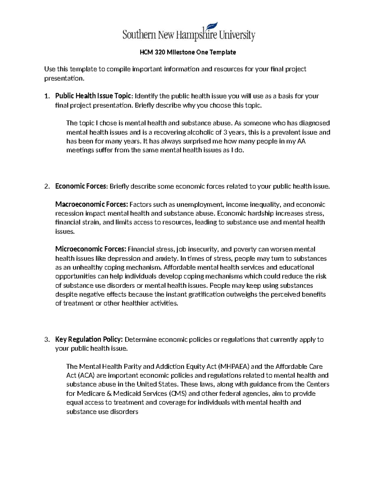 HCM 320 Final Project Template: Mental Health & Substance Abuse - Studocu