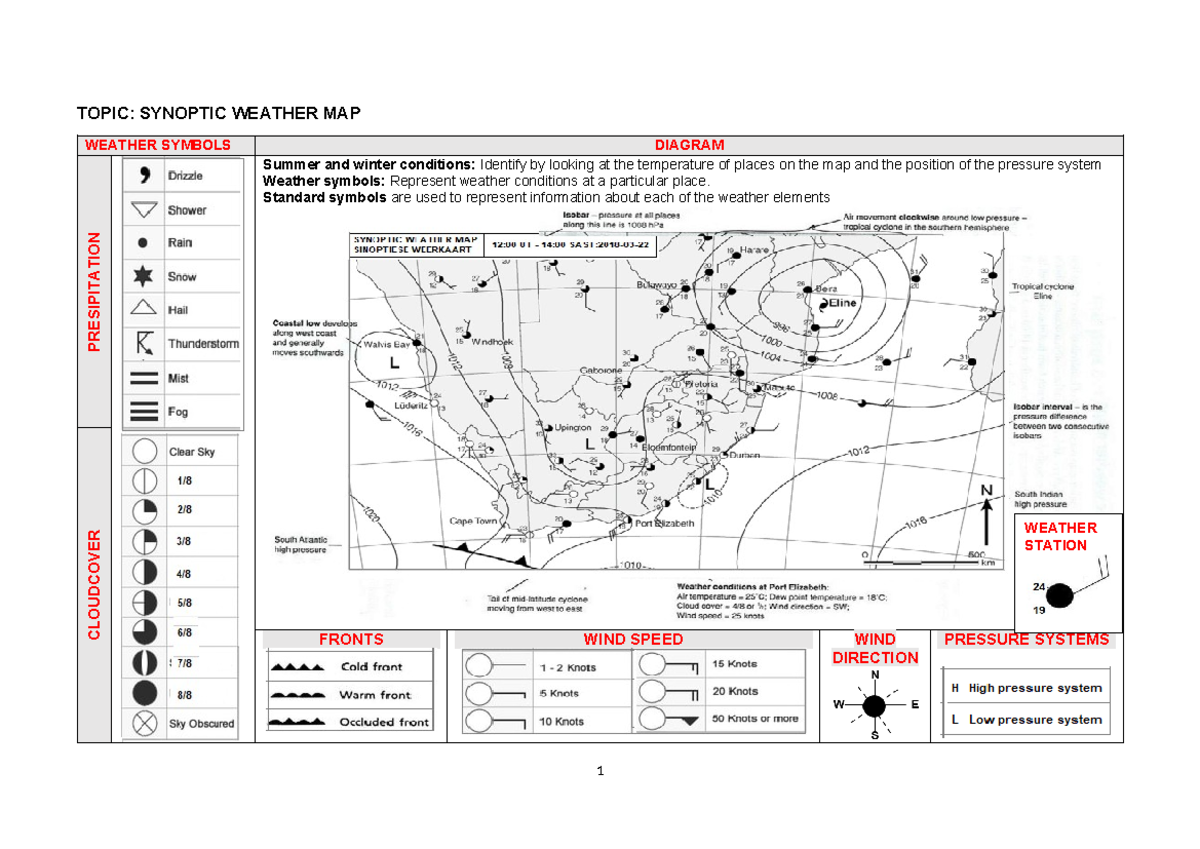 5. SYNOPTIC WEATHER MAPS - Notes & Activities (Weather Analysis) - Studocu