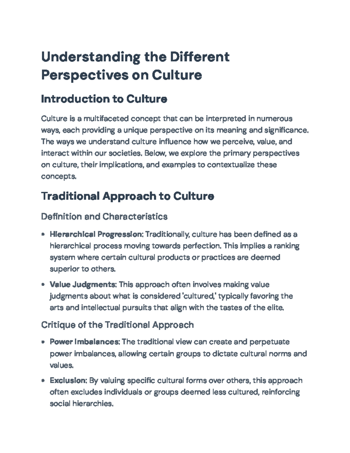 Perspectives on Culture: Understanding Definitions and Implications ...